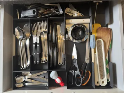 Gridfinity Kitchen Drawer (Parametric) Remixed by Trinitor MakerWorld ...