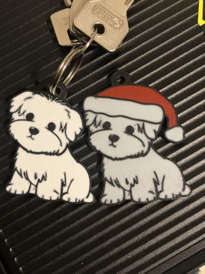 Cute Maltese dog keychain - Christmas Edition by 3Dingo MakerWorld ...