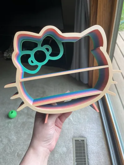 Hello Kitty Shelf Improved for no Support Printing Remixed by randomaker MakerWorld: Download ...