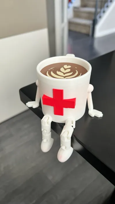 Coffee mug with articulated legs by Torbjorn16 MakerWorld: Download ...