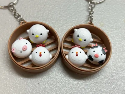 Cow Bun Fidget Keychain (Dim Sum) - Free 3D Print Model - MakerWorld