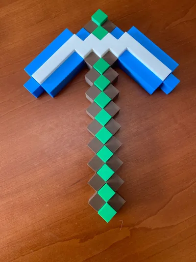 (NO AMS) Minecraft Pickaxe - Free 3D Print Model - MakerWorld