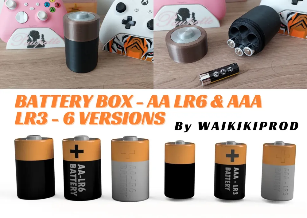 Battery Box - AA LR6 & AAA LR3 - 6 Versions by Waikikiprod - MakerWorld