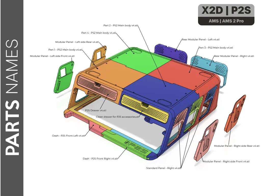 BLV - AMS / AMS 2 Riser P2S / X2D / X1C / P1S v4 - Free 3D Print Model ...