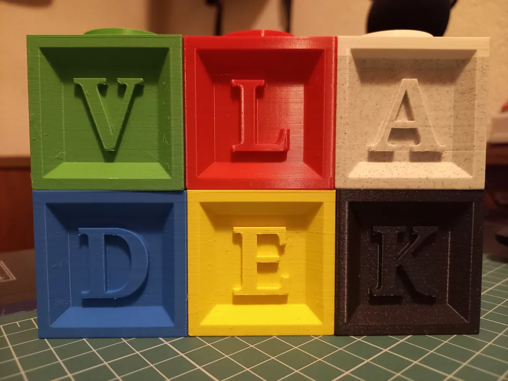 Stackable letter and number cubes (with Croatian, German, and Spanish ...