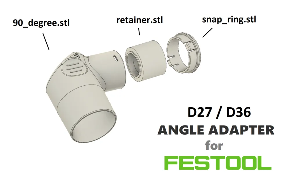 Festool Vacuum Hose Angle Adapter (D27& D36) by NicolajMa - MakerWorld