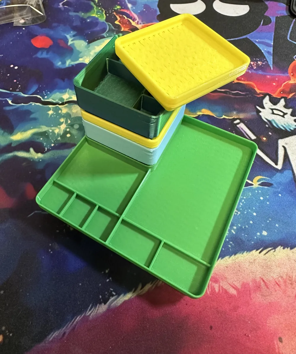 Gridfinity Big/Small Parts Tray W/ Removable 1x1 Screw Bin & Stackable Lid by TailS MeDiA ...