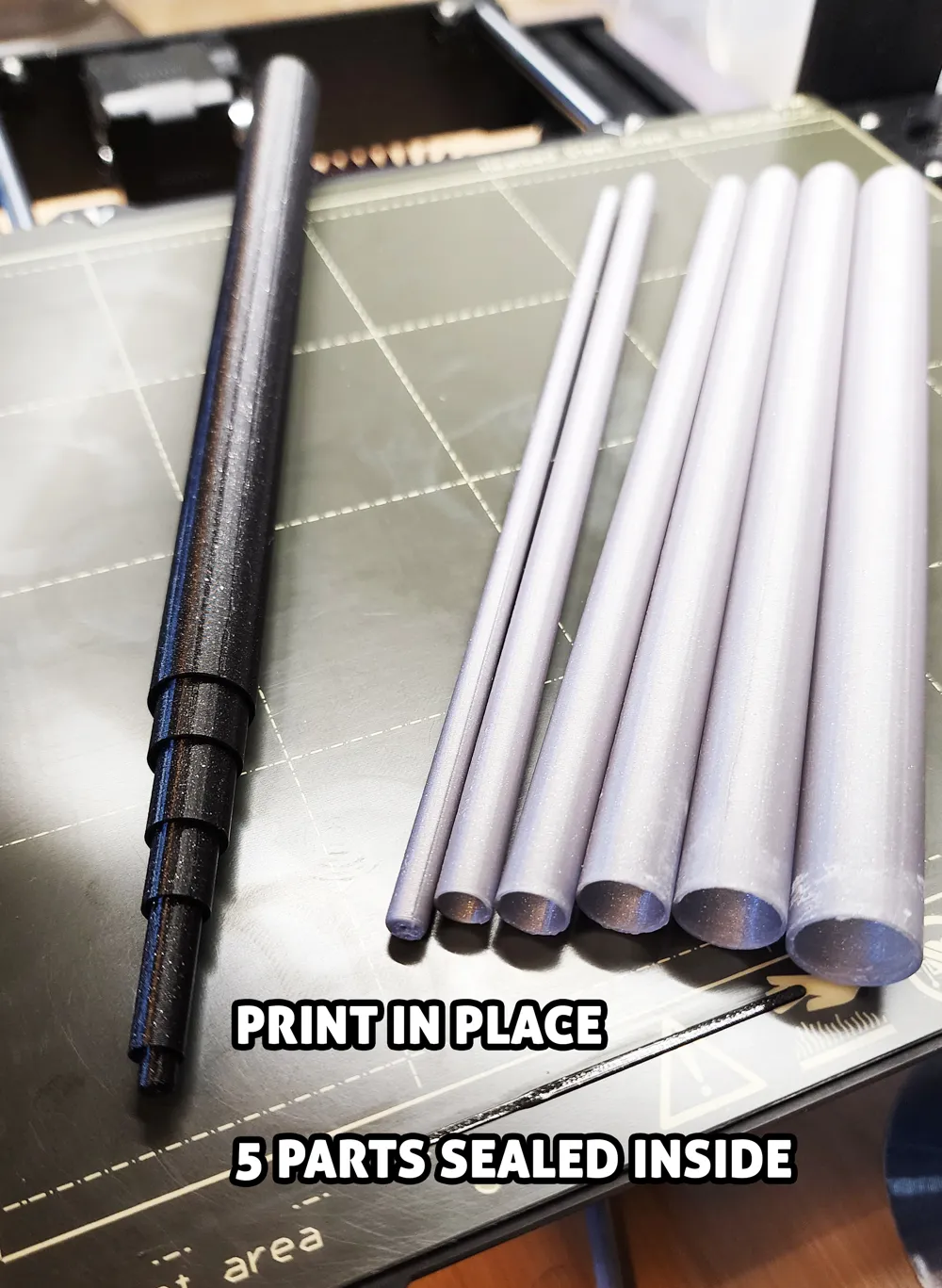 16mm telescoping rod - print in place self contained - Free 3D Print ...