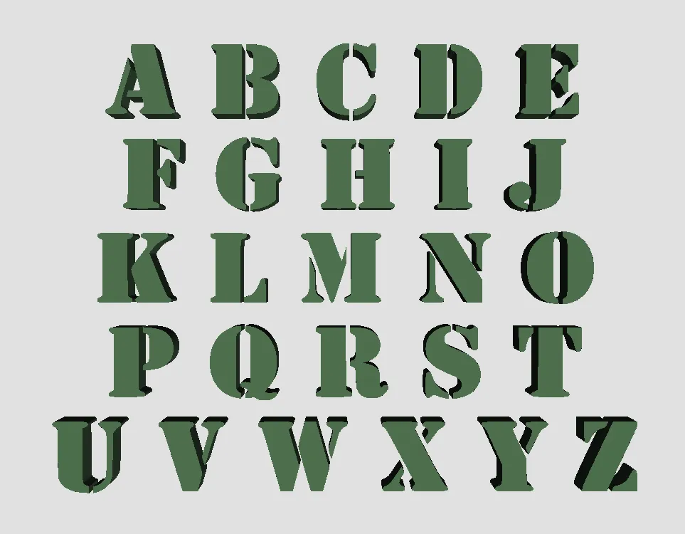 Army Stencil Font Set by Triple G Workshop - MakerWorld