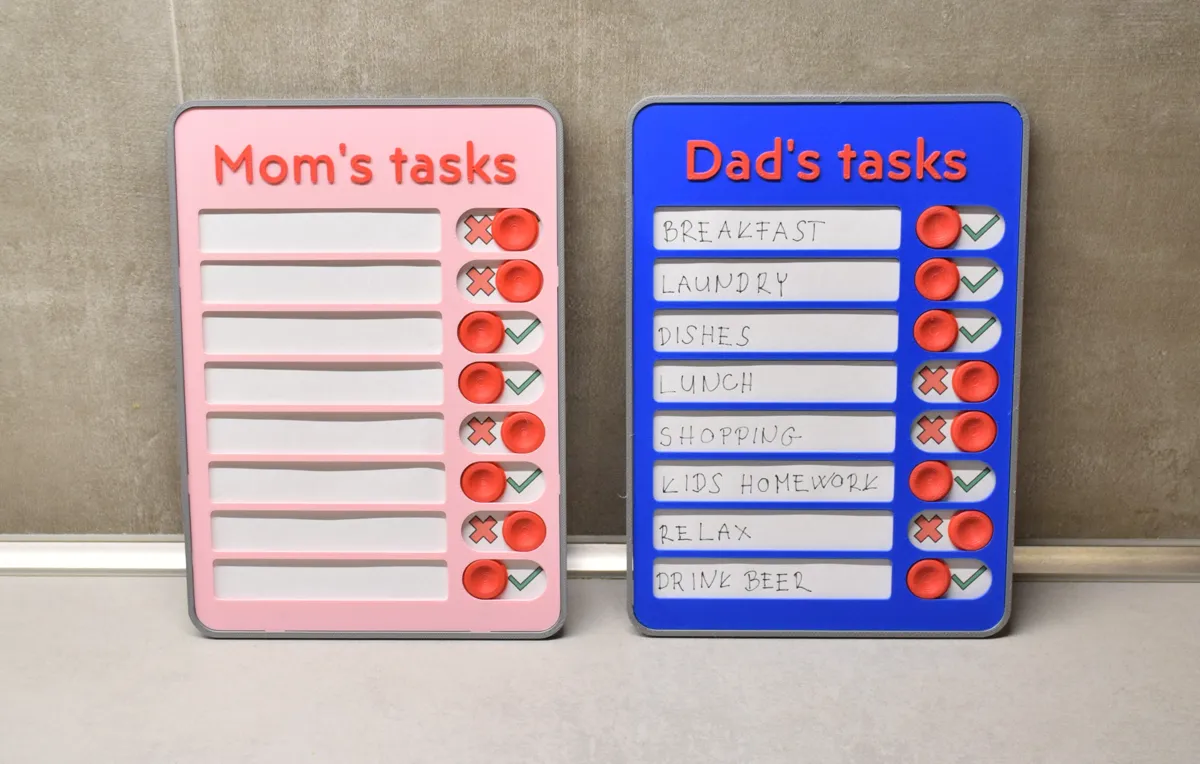 To-do list with sliding buttons and paper insert - Free 3D Print Model ...