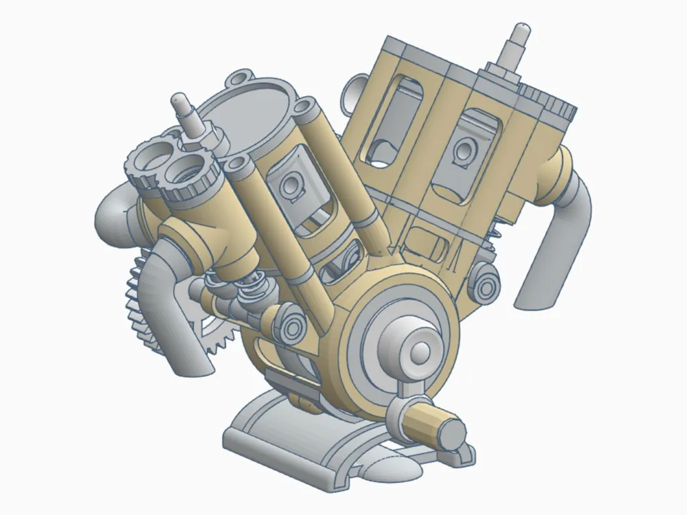 4 Stroke Flathead V-Twin Engine by Bootjevaarder - MakerWorld