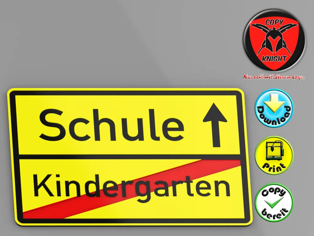 Kindergarten / Schule Ortsausgangsschild kindergarden nursery school ...