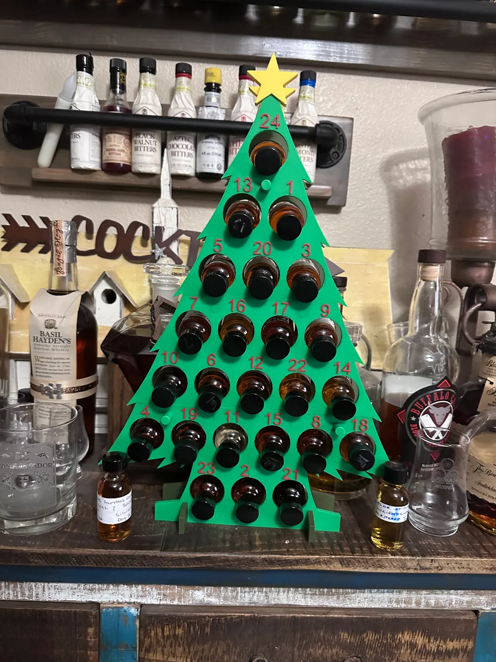 Whiskey Miniatures Advent Christmas Tree by Delineationsnm - MakerWorld