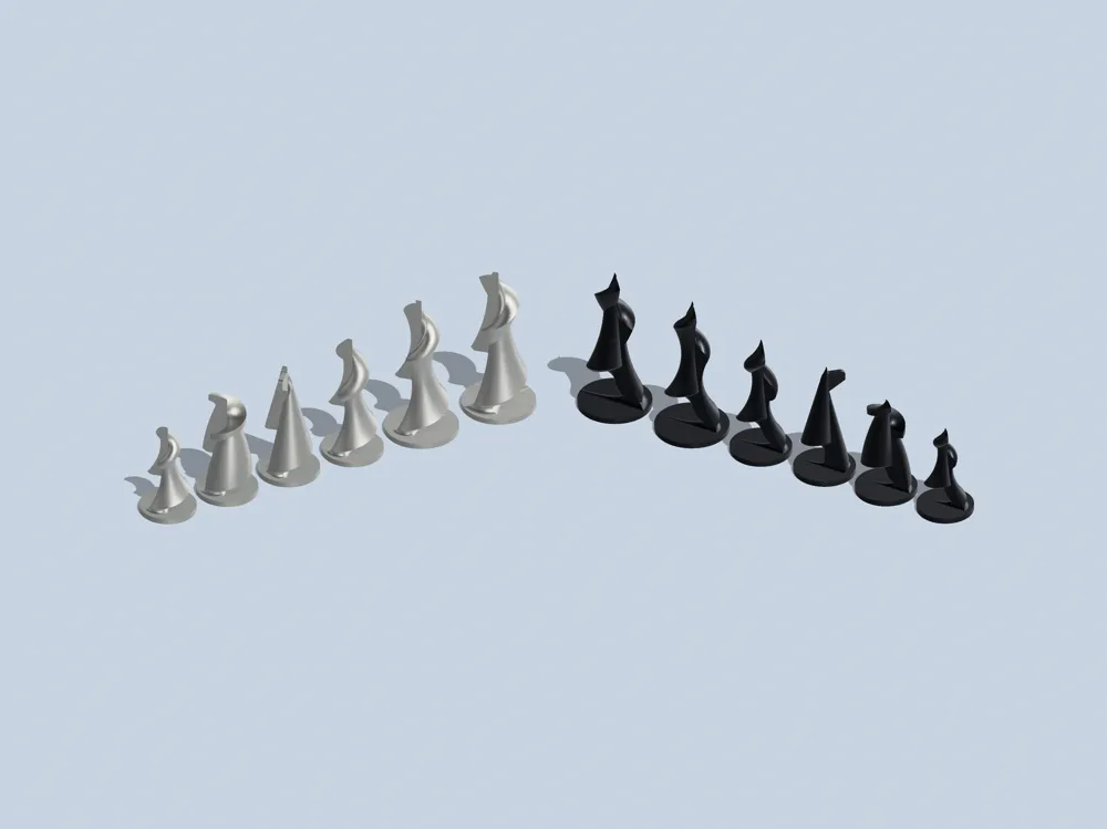 Modern Spiral Chess Set by CuriousCoon - MakerWorld