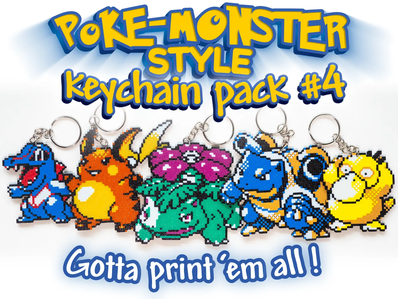 Poke-monster Keychain Pack #1 Pikachu, Charizard by Powerpill.prints ...