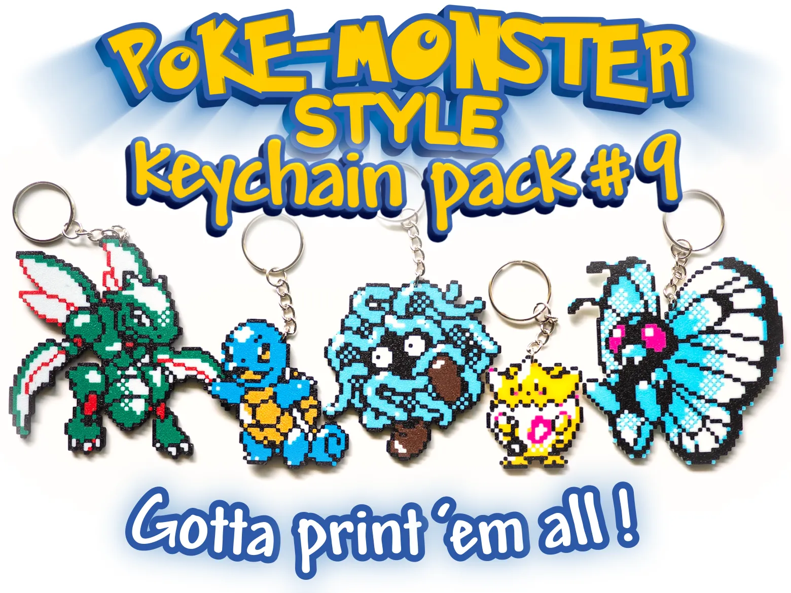 Poke-monster Keychain Pack #1 Pikachu, Charizard by Powerpill.prints ...