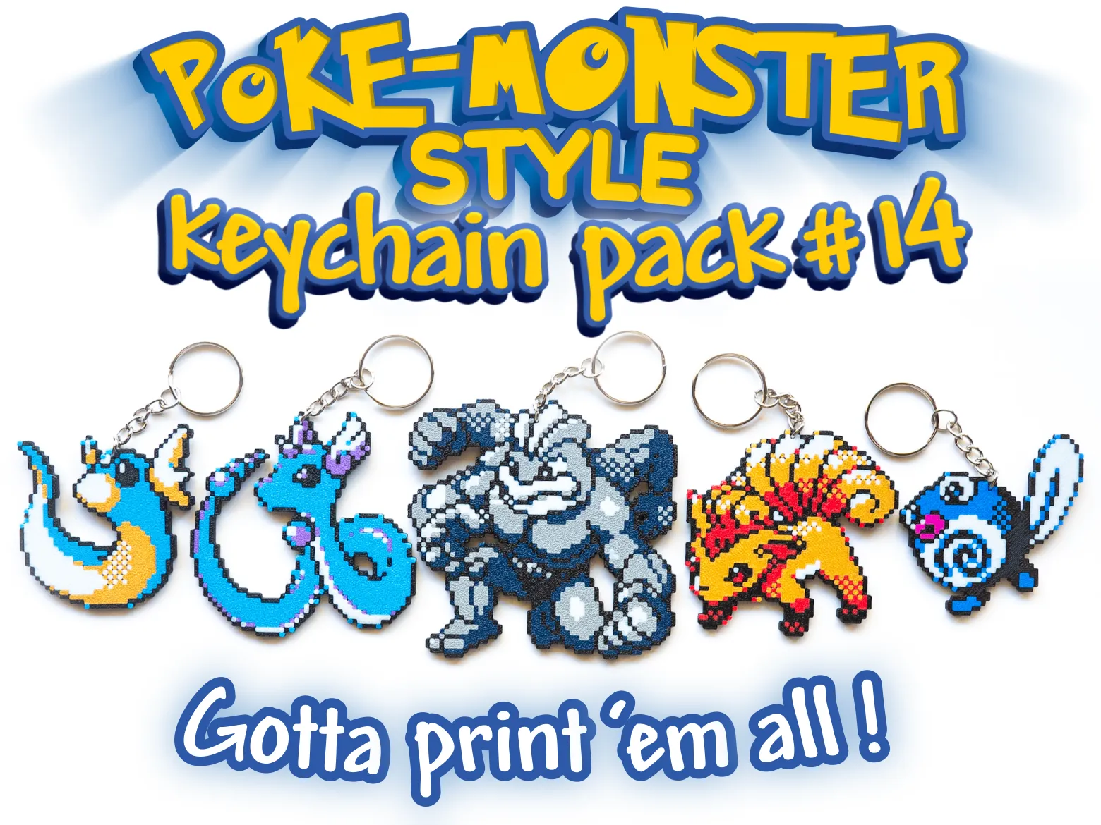 Poke-monster Keychain Pack #1 Pikachu, Charizard by Powerpill.prints ...