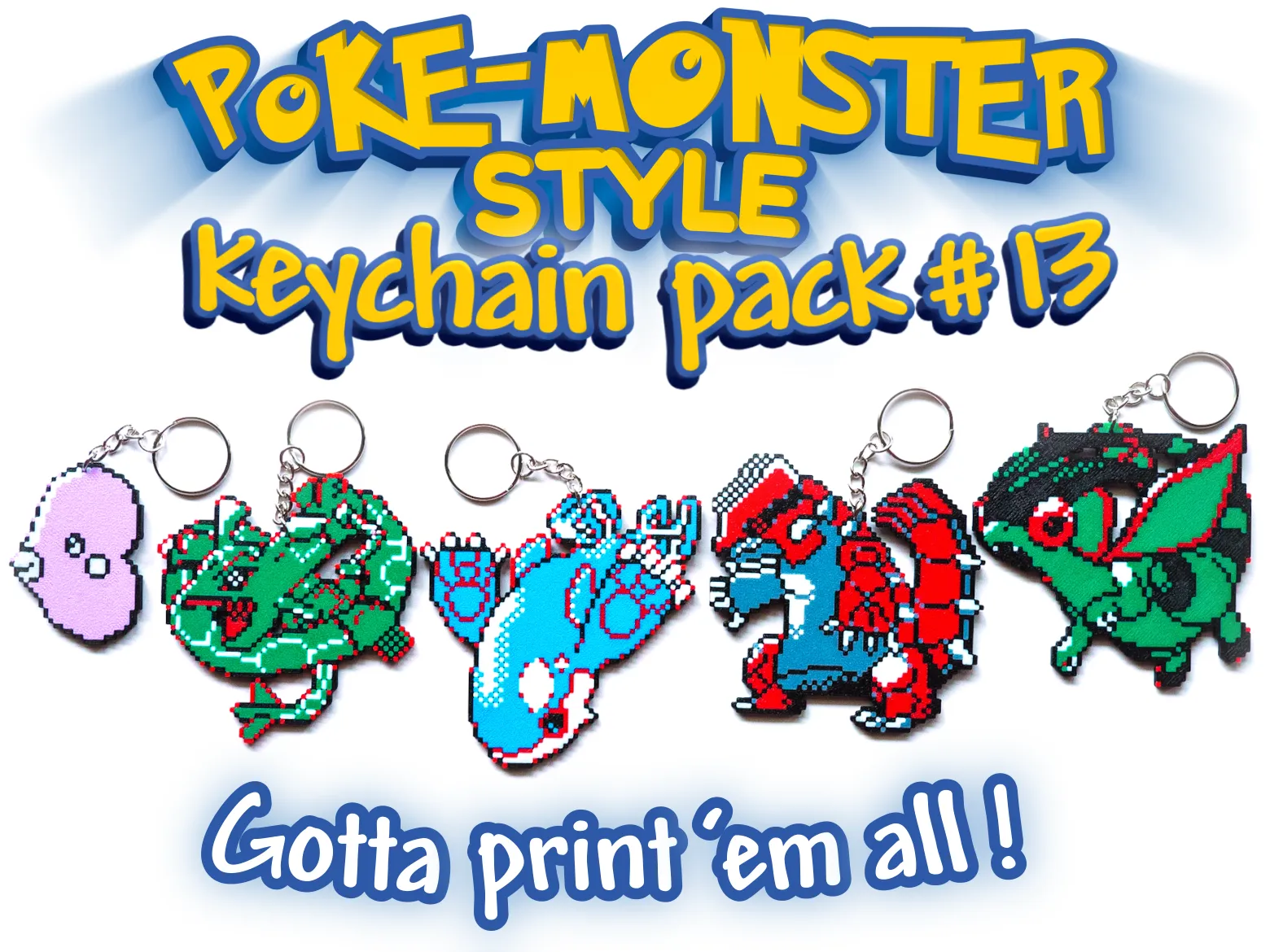 Poke-monster Keychain Pack #1 Pikachu, Charizard by Powerpill.prints ...