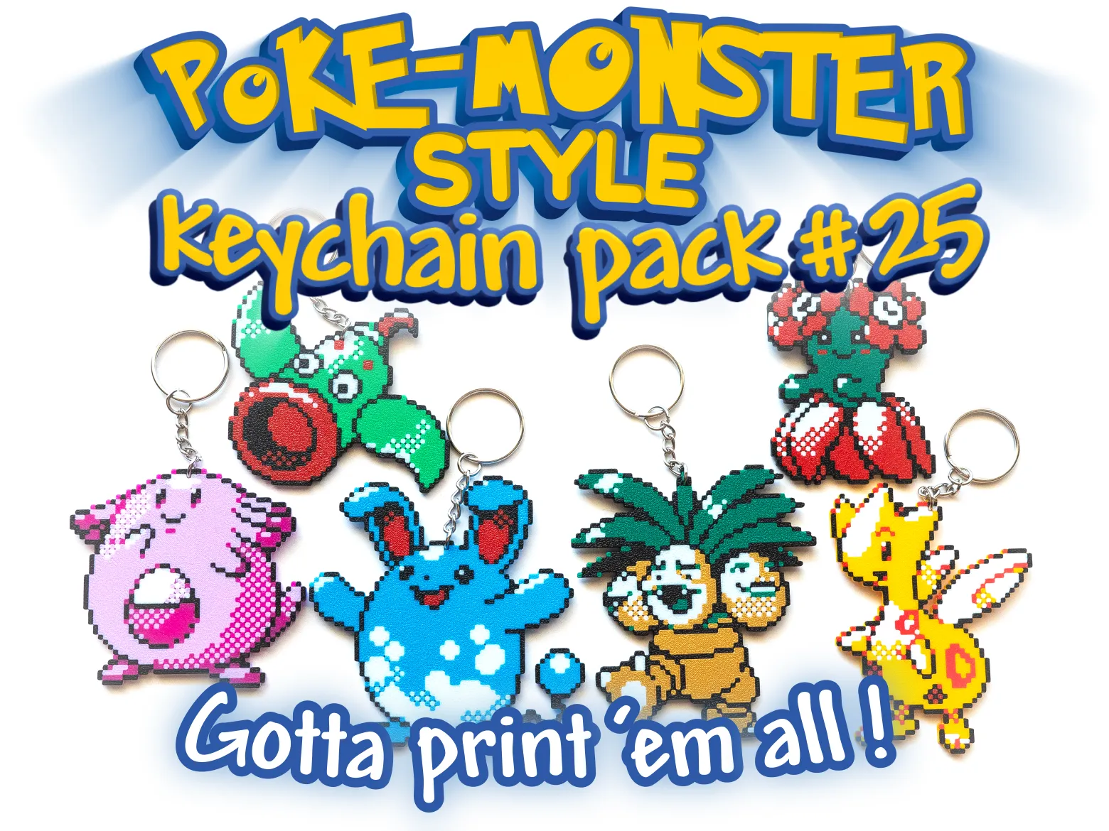 Poke-monster Keychain Pack #1 Pikachu, Charizard by Powerpill.prints ...