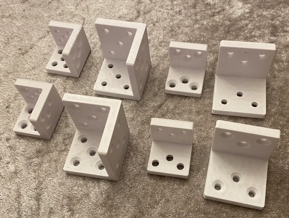 Bracket bundle: 14 L-brackets and 16 corner braces (3mm and 6mm thick ...