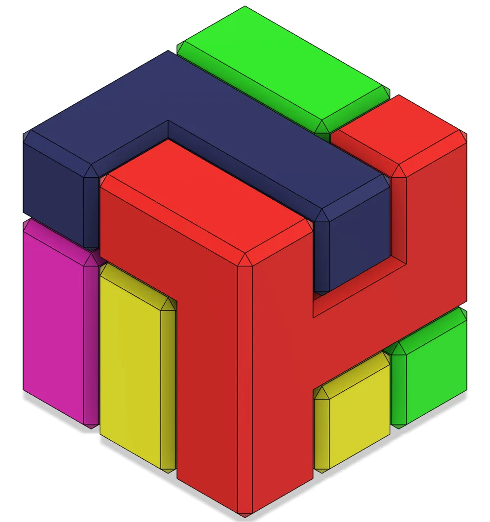 5 part cube puzzle - support free - desktop toy by cairdymakes - MakerWorld