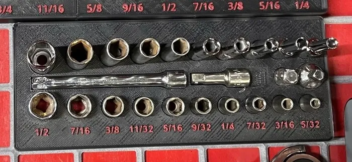 1/4 Socket Organizer Gridfinity Holder with Extensions and 3/8 Socket ...