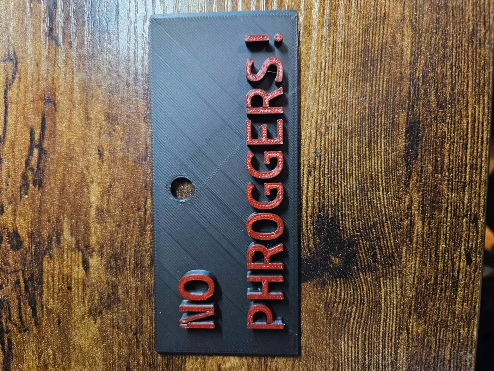 Attic Sign No Phroggers (rope hole) by clpontius - MakerWorld