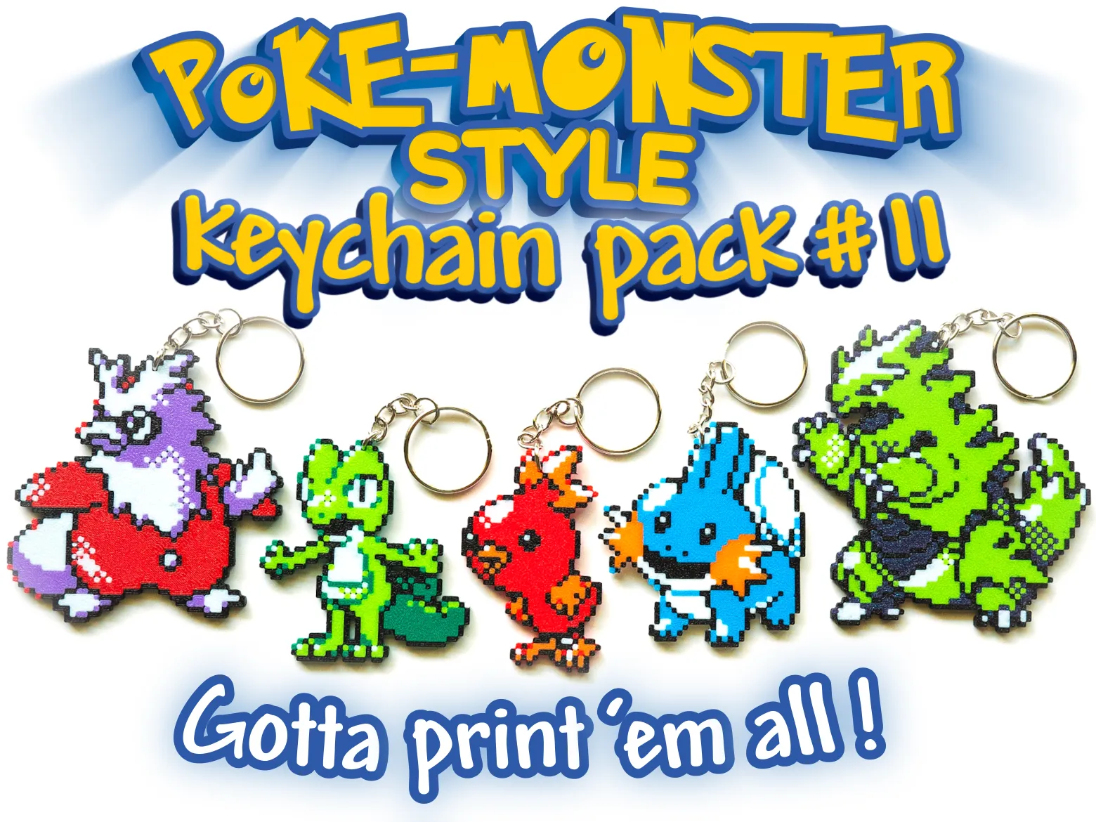 Poke-monster Keychain Pack #2 Eevee, Vaporeon by Powerpill.prints ...