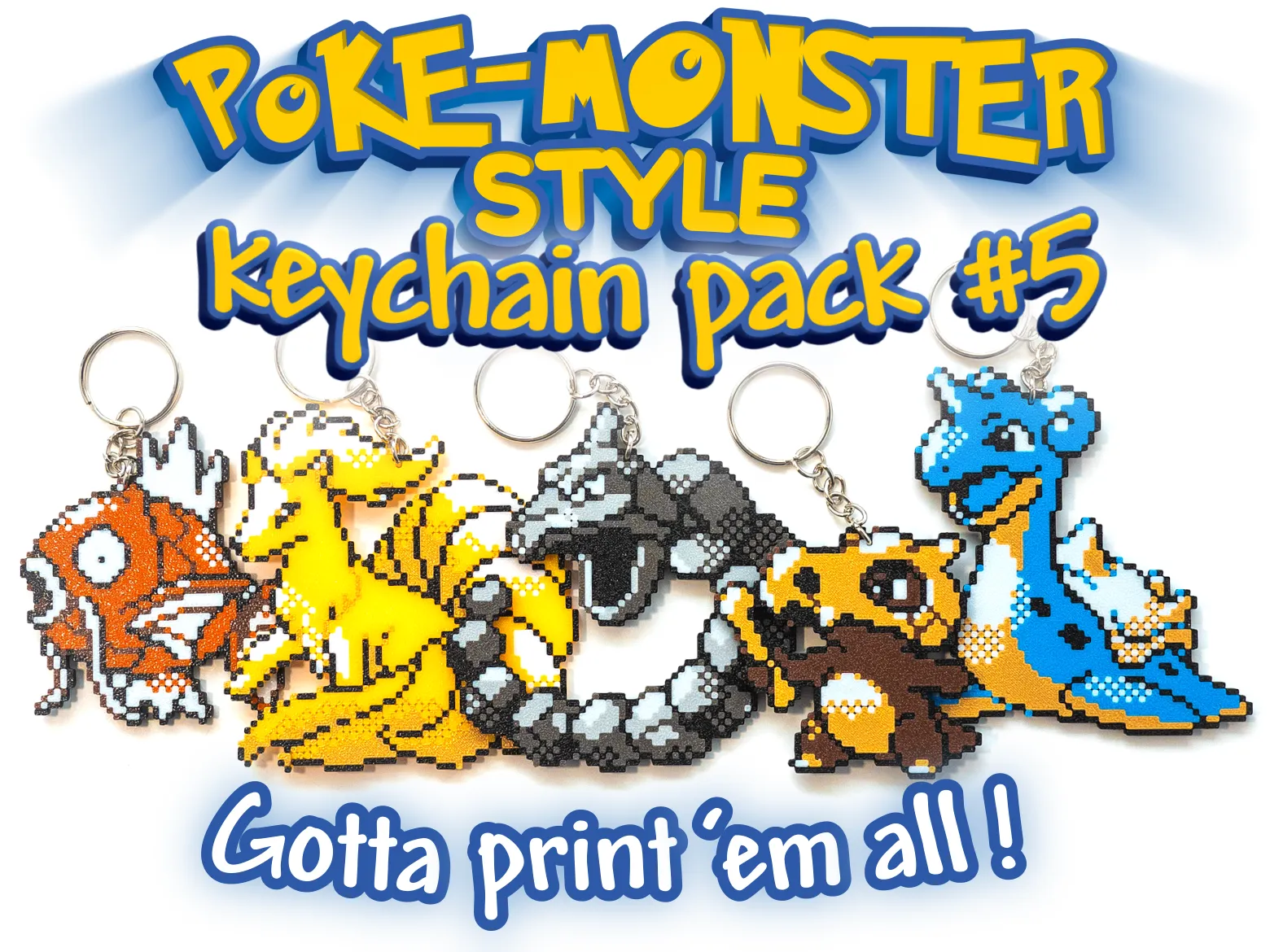 Poke-monster Keychain Pack #2 Eevee, Vaporeon - Free 3D Print Model ...