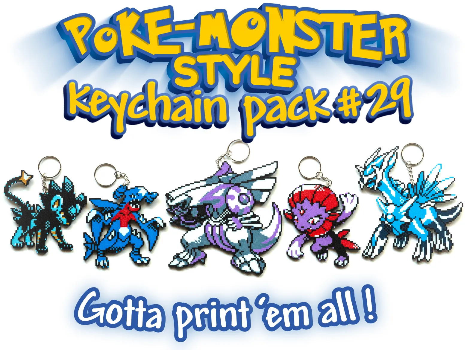 Poke-monster Keychain Pack #2 Eevee, Vaporeon by Powerpill.prints ...