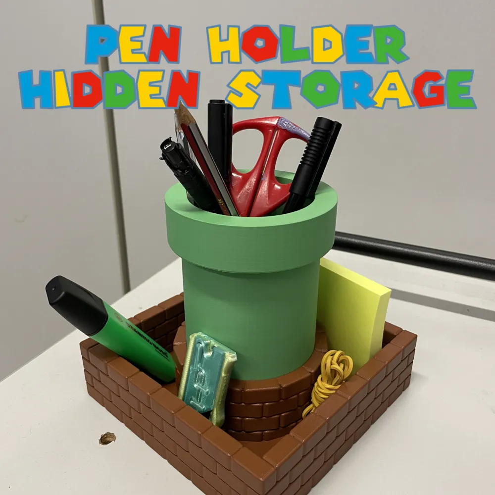 HIDDEN STORAGE Super Mario Pen Holder by Balzo98 - MakerWorld