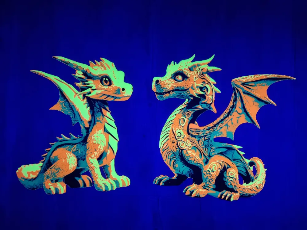 Cute Fantasy Dragons - Neon UV Hueforge painting - Set 3 by krosstoph ...