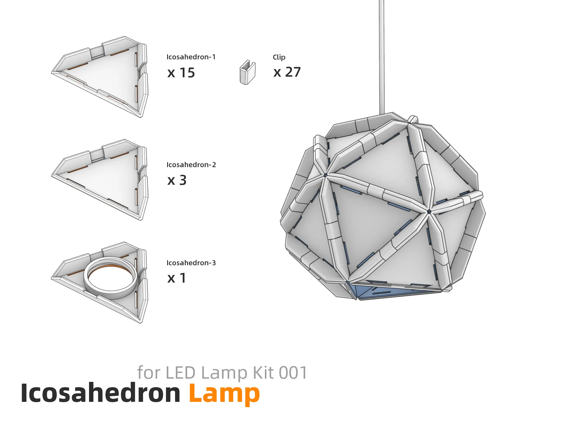 Icosahedron Lamp for LED Lamp Kit 001 by wuguigui MakerWorld: Download ...