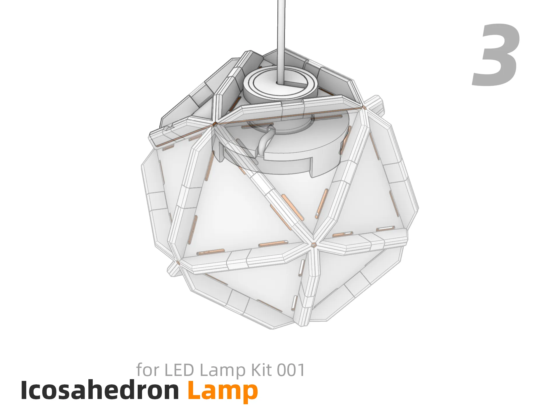 Icosahedron Lamp for LED Lamp Kit 001 by wuguigui - MakerWorld