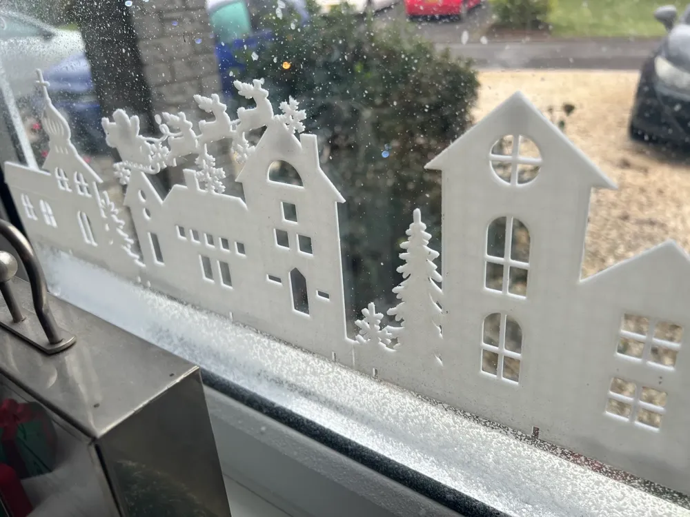 Christmas Window Decor - Santa Sleight above Houses Silhouettes by ...