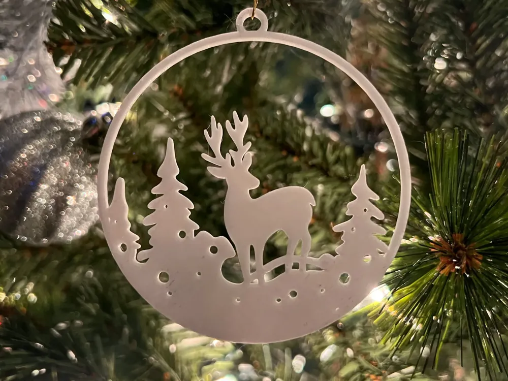 Christmas Deer and Christmas Trees in a bauble (Christmas tree ornament ...