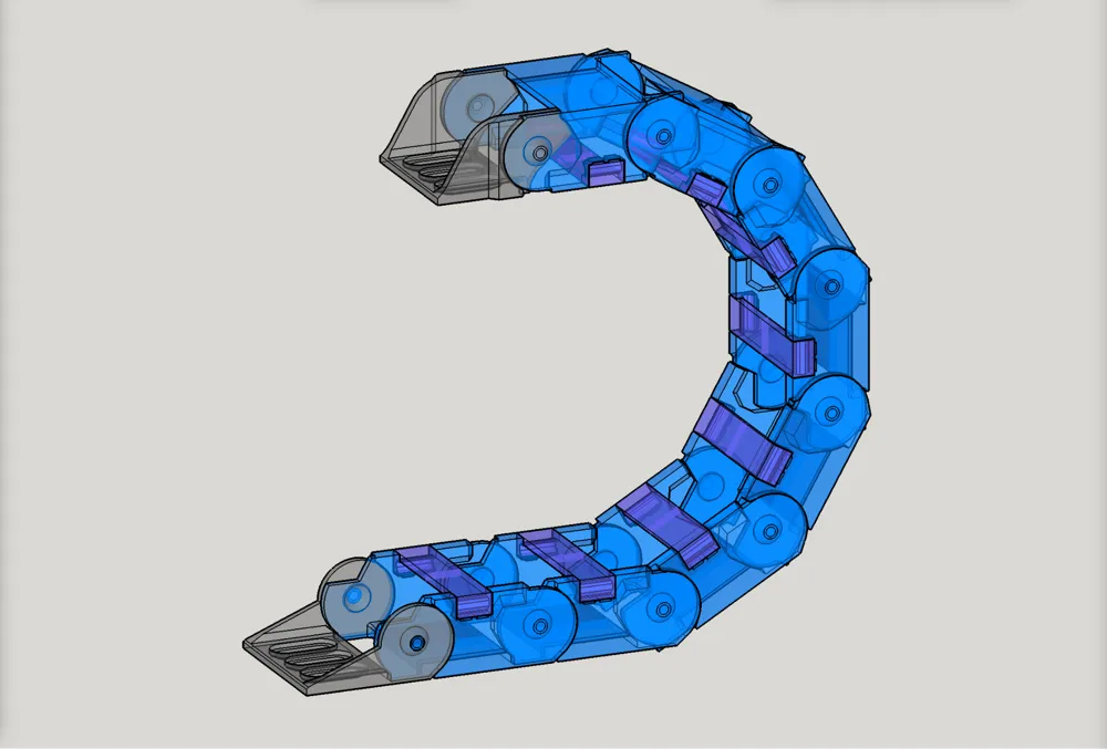 Drag Chain for CNC, two-piece, snap-open, 20mm x 40mm, 64mm radius (v1 ...