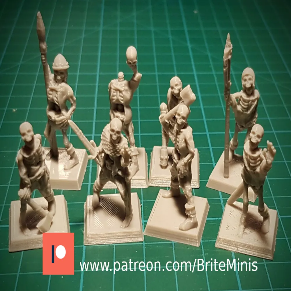 Skeletons! 28mm (No supports needed) by Brite Minis - MakerWorld