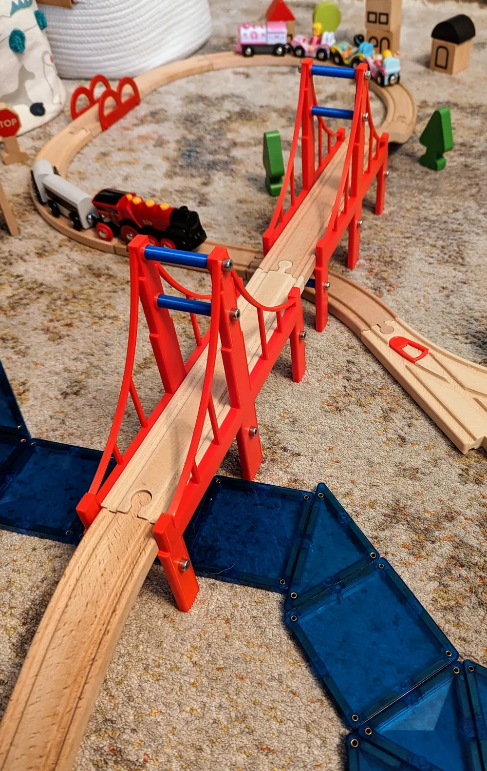 Double Suspension Bridge for Wooden Train Tracks by RISCie - MakerWorld