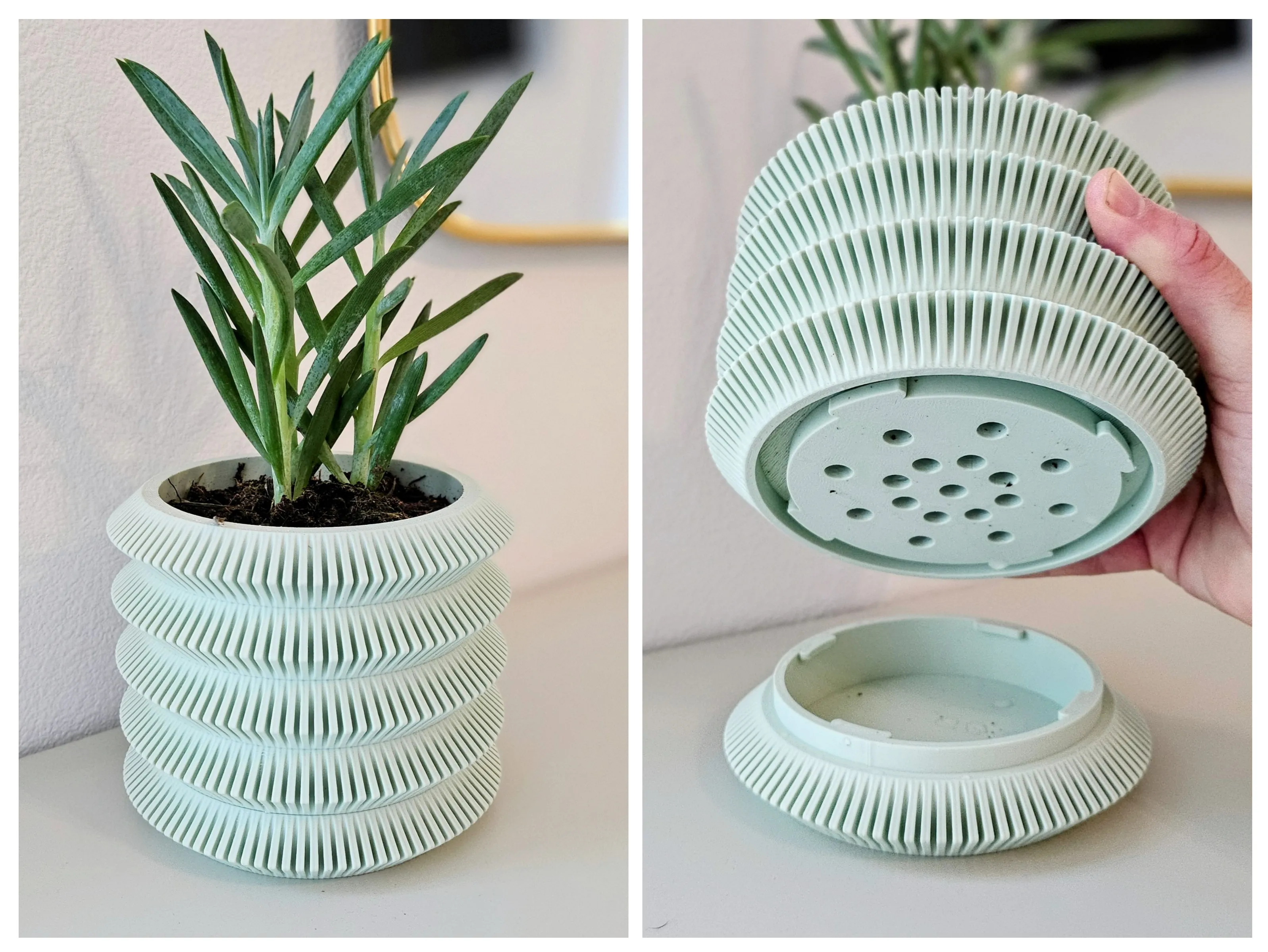 Basket Weave Planter with Hidden Drip Tray by emmaginn - MakerWorld