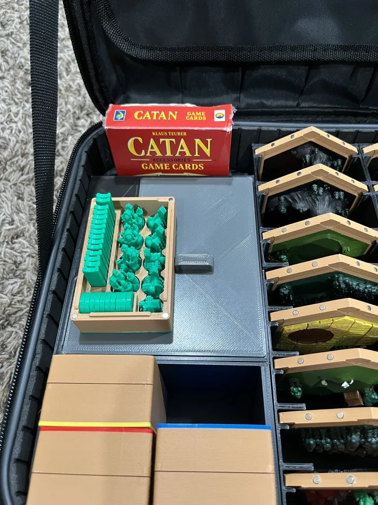 Catan Storage Box w/ Player Piece Holders by ItzAsila - MakerWorld