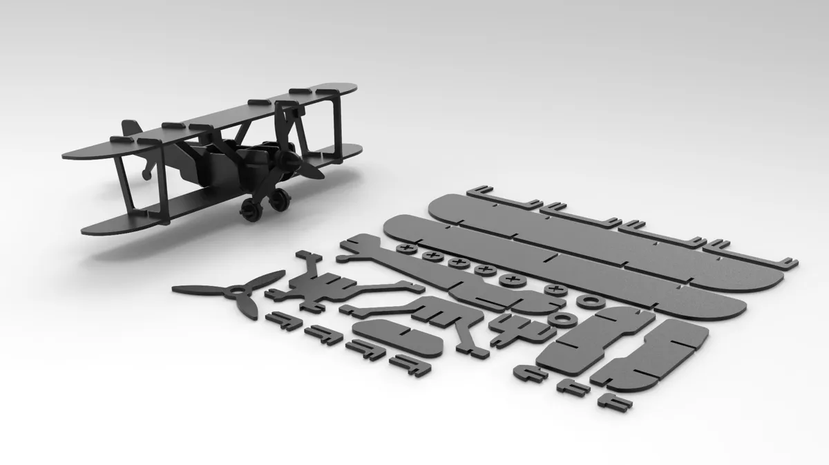 3D puzzle Biplane plane kit card - Free 3D Print Model - MakerWorld