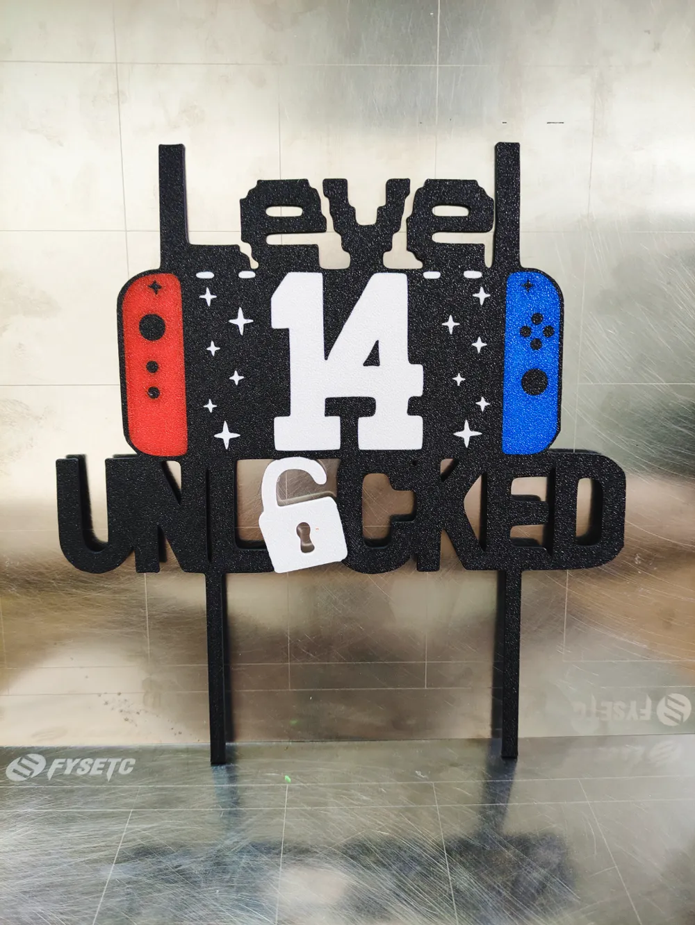Level 14 Unlocked Game Birthday Cake Topper by michal0082 - MakerWorld