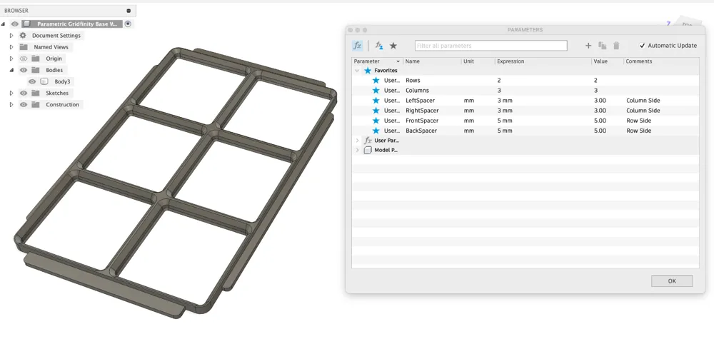 Parametric Gridfinity Base with Spacers! by dfreshkremer - MakerWorld