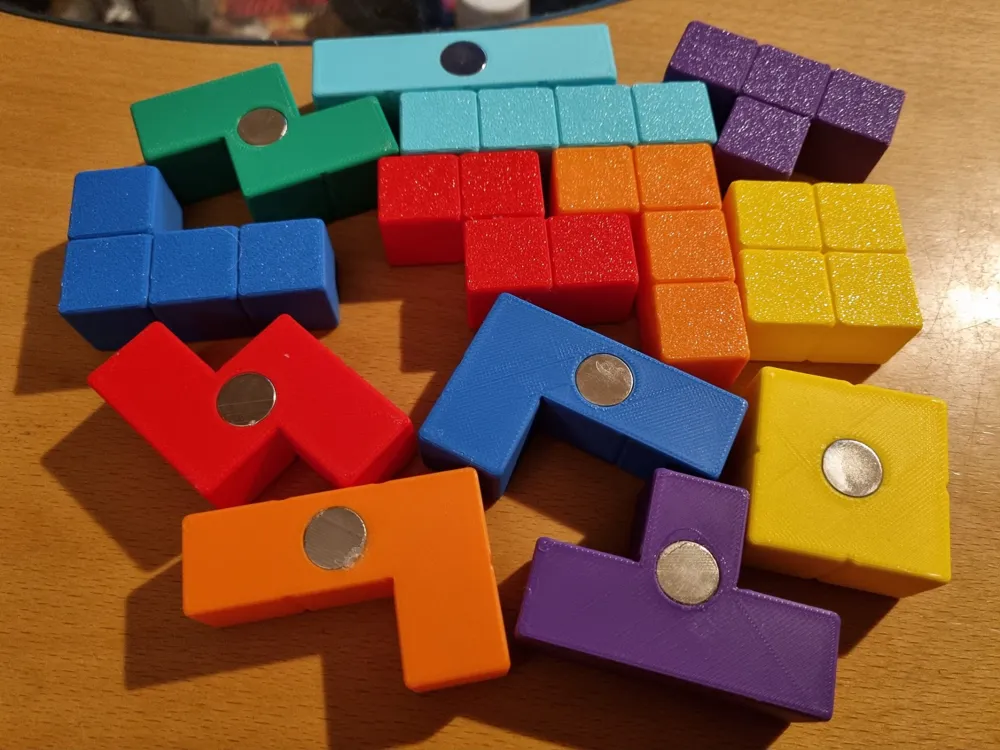 Tetris pieces tetromino magnets by BroerWolf - MakerWorld