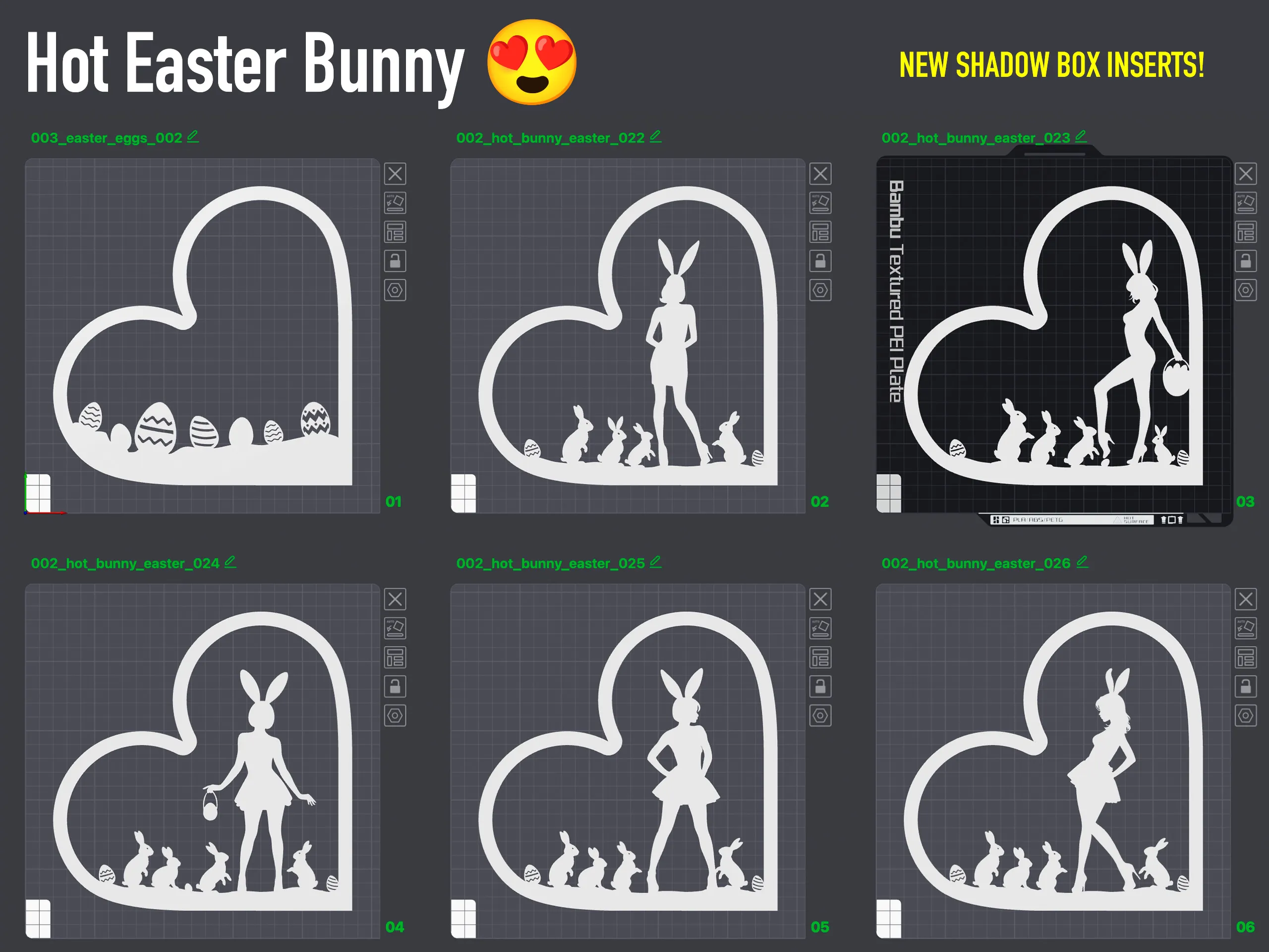 Hot Easter Bunny Inserts Shadowbox by TechNerd - MakerWorld