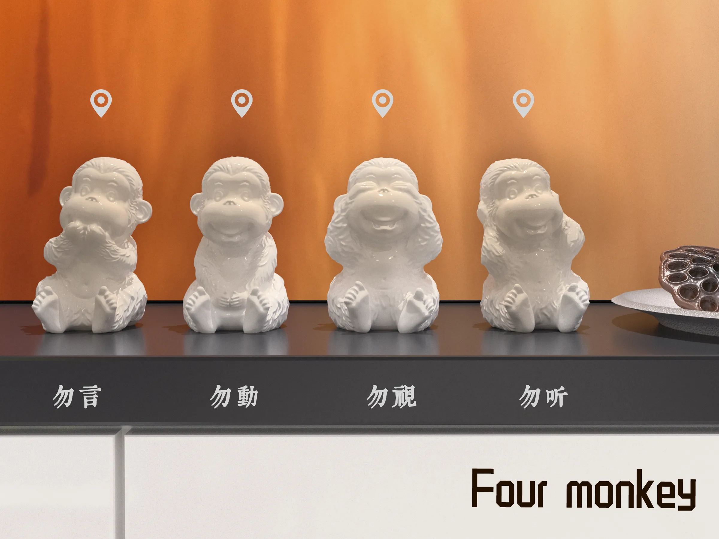 Four monkeys-Analects of Confucius-四不猴 by Jiyan Structure MakerWorld ...