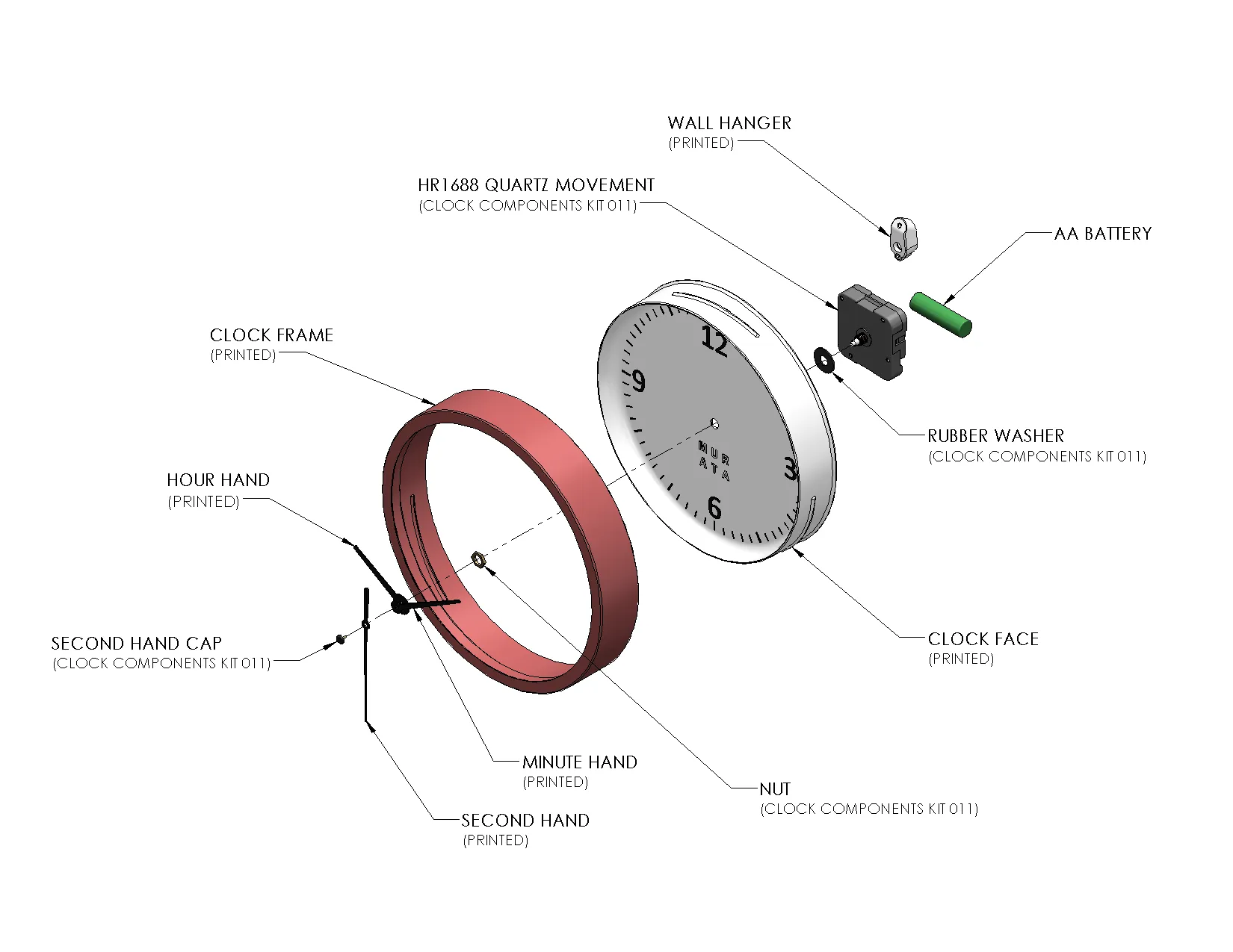 Simple Modern Wall Clock by Murata MakerWorld: Download Free 3D Models