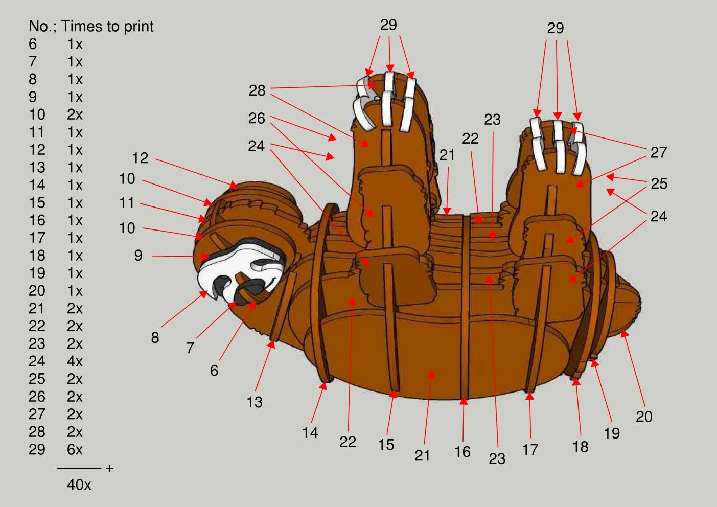 Sloth 3D Puzzle, 55-pieces by KJ Designs MakerWorld: Download Free 3D ...