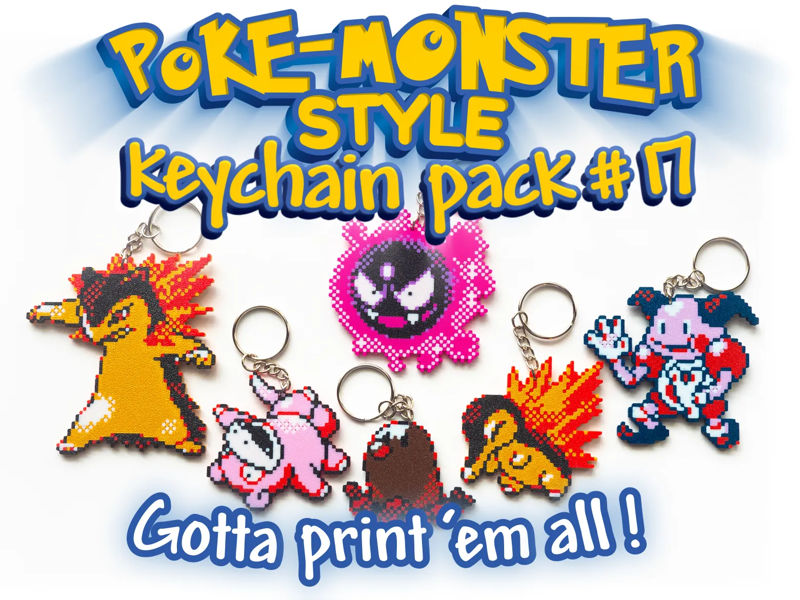 Poke-monster Keychain Pack #8 Eevee Evolutions #2 by Powerpill.prints ...